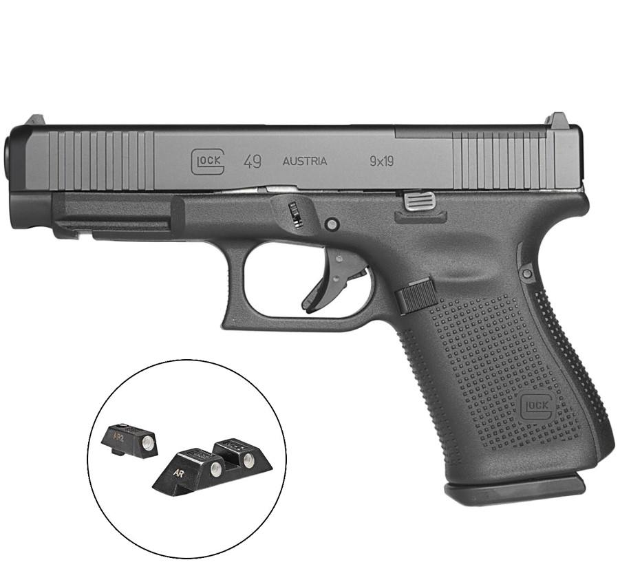 GLOCK 49MOS GEN5 9MM PISTOL, FRONT SERRATIONS,